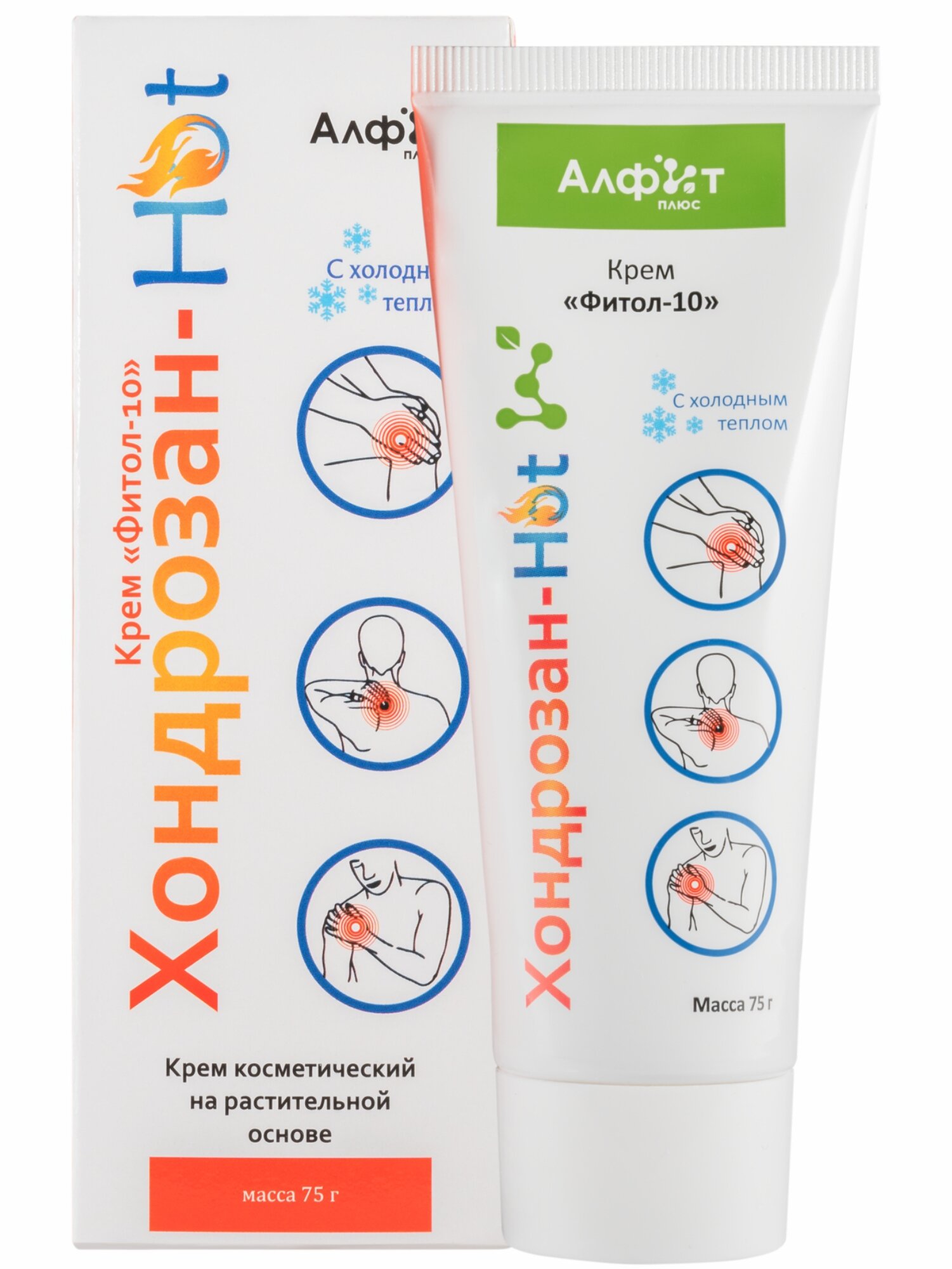 Хондрозан-hot, крем "Фитол-10" с холодным теплом от бренда "Алфит Плюс", объем 75 мл