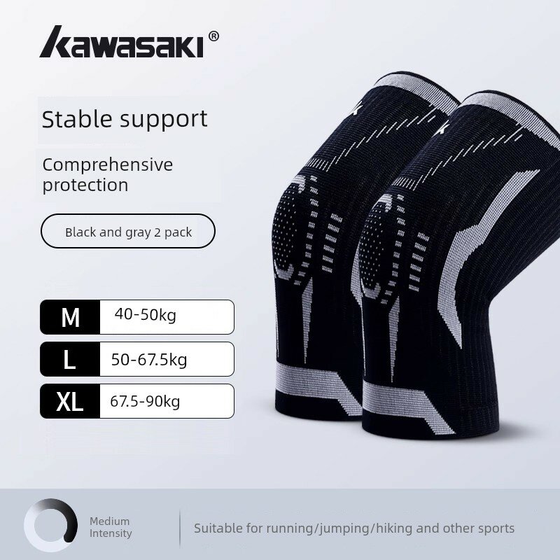 Колено-брейс Kawasaki — Темно-черный, гнездо-дышащий, антимикробный и амортизирующий, пара, L