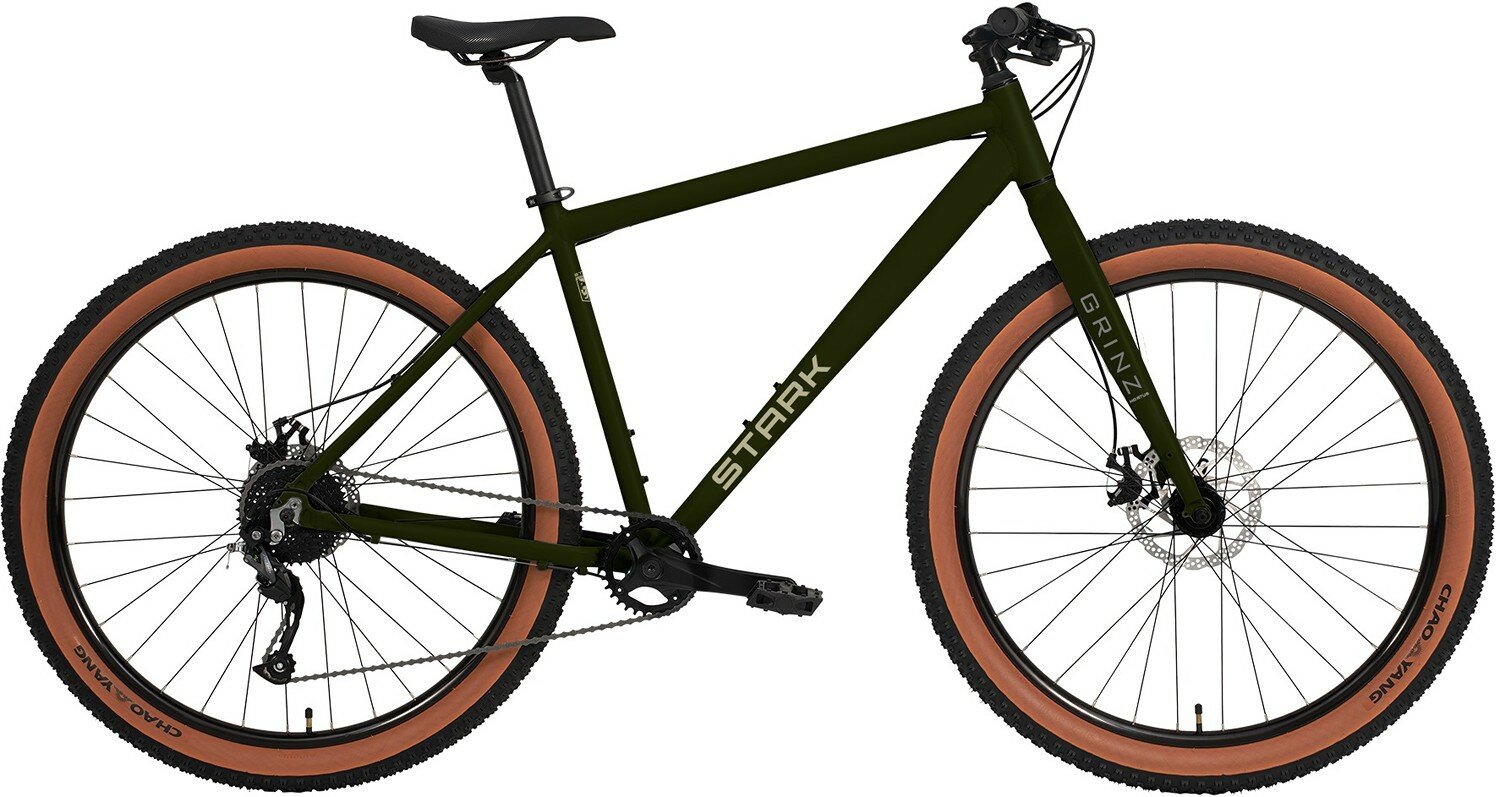Велосипед полуфэт Stark Tank 29.3 HD+ (2026), алюминиевая рама, размер XL, цвет Темно-Зеленый Матовый/Бежевый
