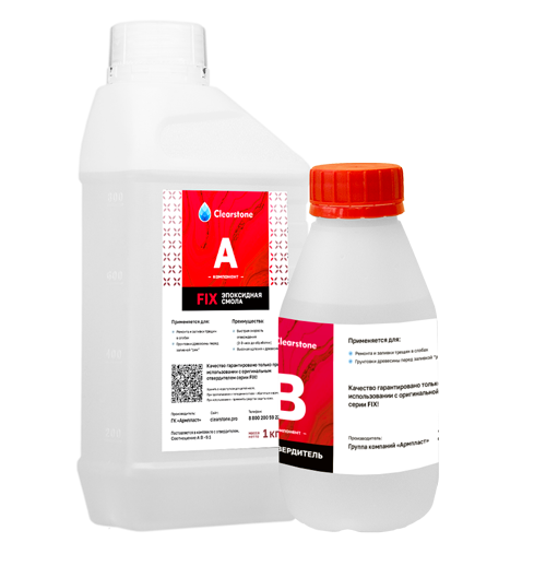 Эпоксидная смола ClearStone FIX (1.2кг) для склеивания, толщина слоя до 3мм