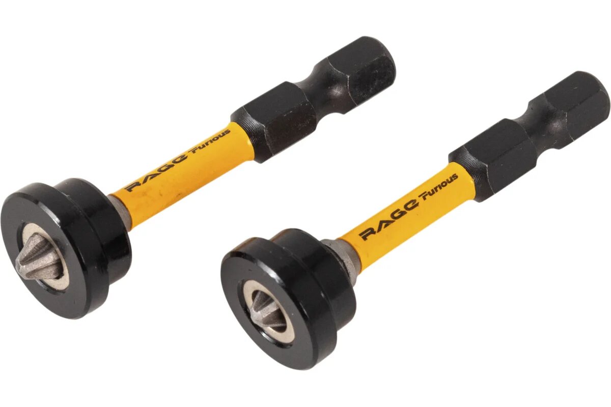 Биты для шуруповерта RAGE Furious S2 PZ2 x 50 мм с магнитным ограничителем, фосфатное покрытие, легированная сталь S2, для гипсокартона