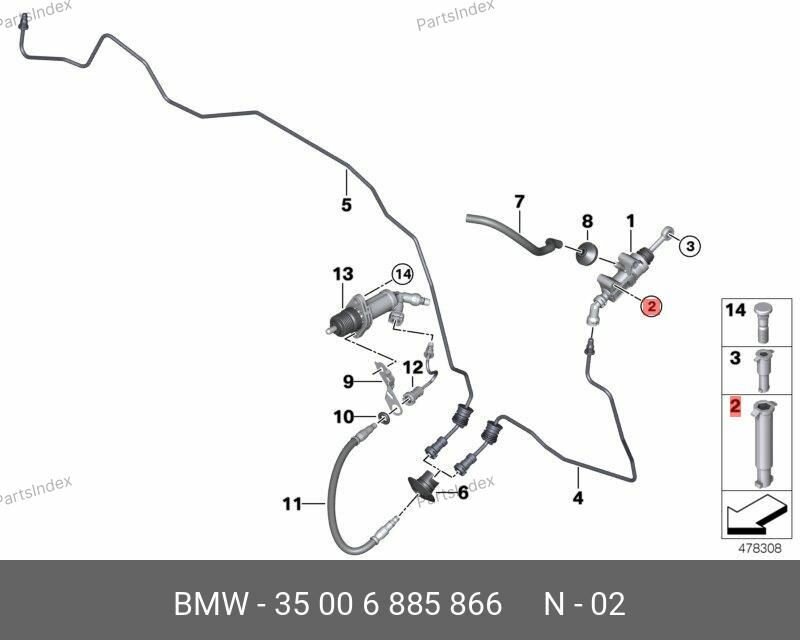 Штифт главного цилиндра сцепления, BMW 35006885866
