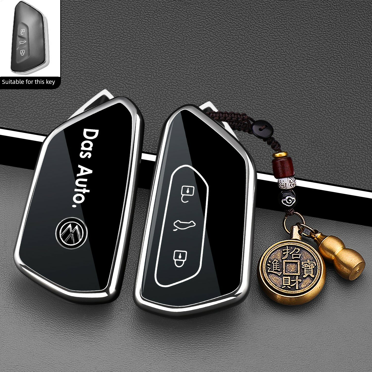 Автомобильный чехол для ключа Volkswagen Passat, черный с вращающимся замком для моделей 2023-2024, премиум аксессуар