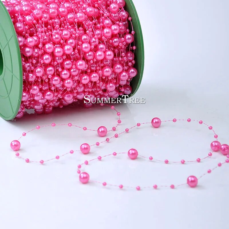 Розовая жемчужная гирлянда 5 метров, Hot Pink