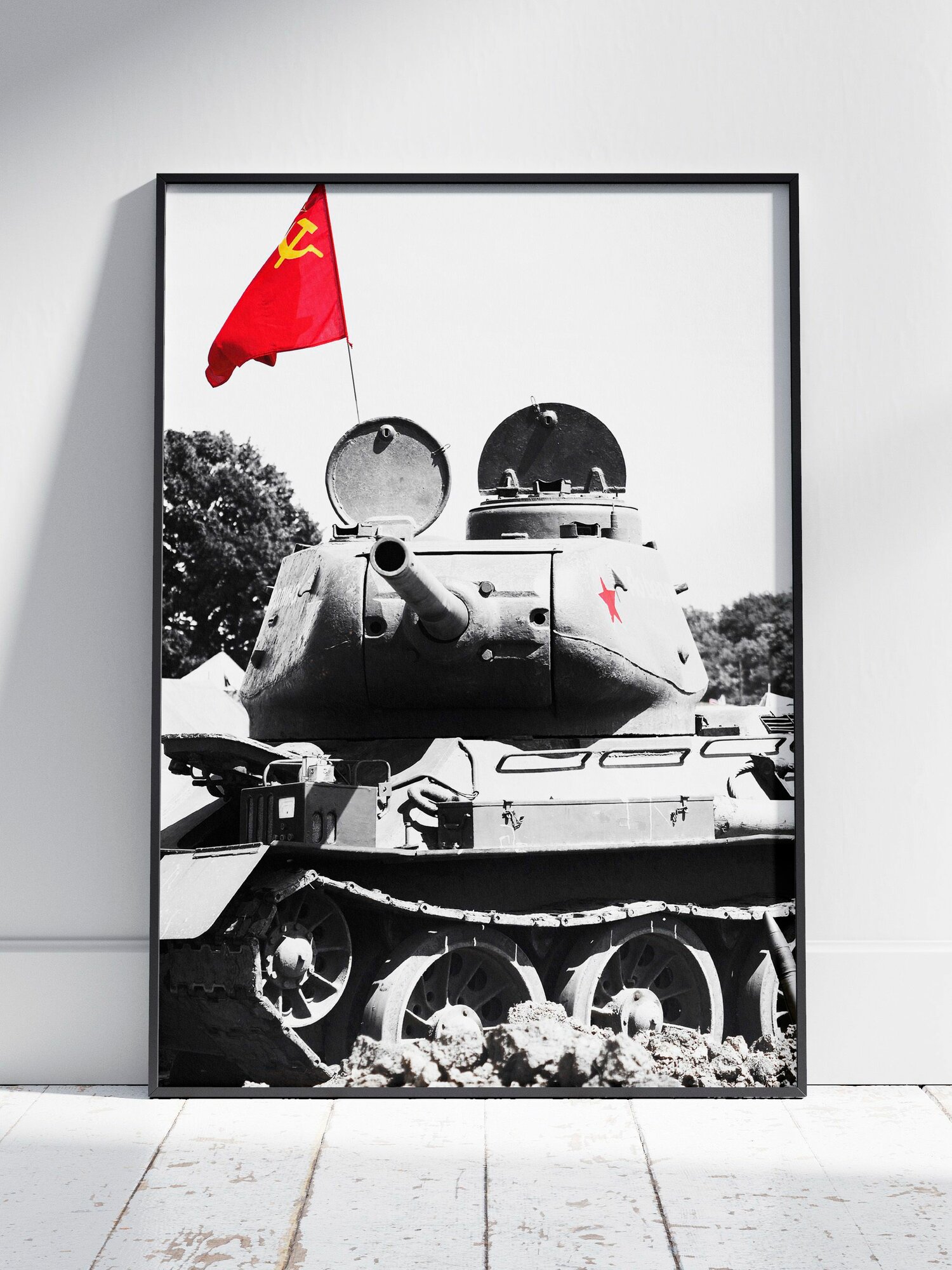 Плакат на стену для интерьера Транспорт и техника (Танк Т 34 - T 34 1) - Постер по машине формата A4 (21x30 см)