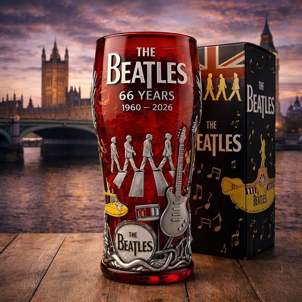 The Beatles пивная кружка на 68-ю годовщину, Пинтовый стаканчик, Цветное стекло