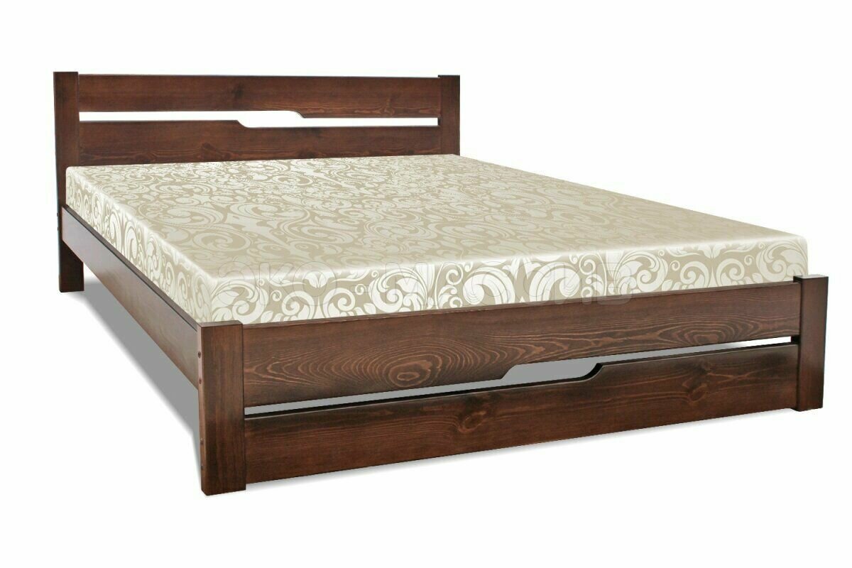 Двуспальная кровать "Елена" из Массива сосны 120*200, классический орех 2