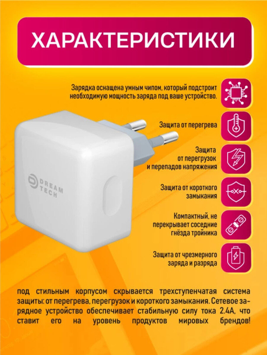 Сетевое зарядное устройство для телефона / зарядка 50 W 2 х USB-C / Блок питания / адаптер питания