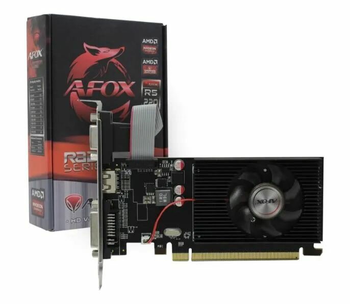 Видеокарта AFOX Radeon R5 220 1Gb DDR3 64Bit DVI HDMI VGA LP Single Fan PCI-E 16x AFR5220-1024D3L5