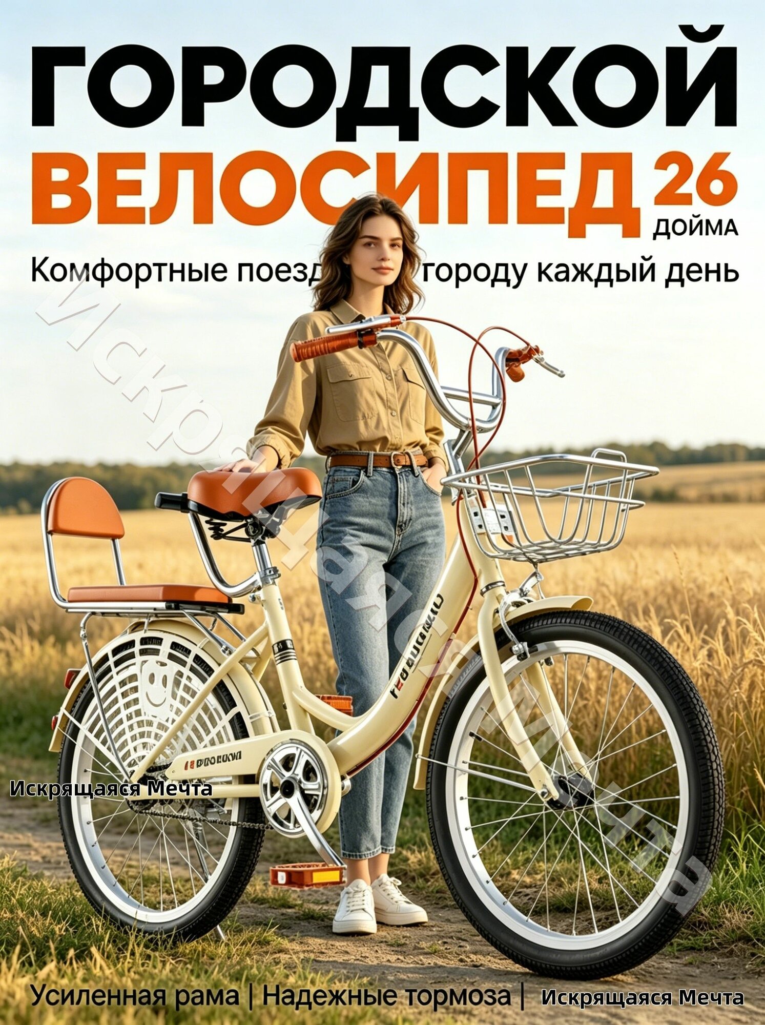 Велосипед Городской, велосипед взрослый женский с корзиной