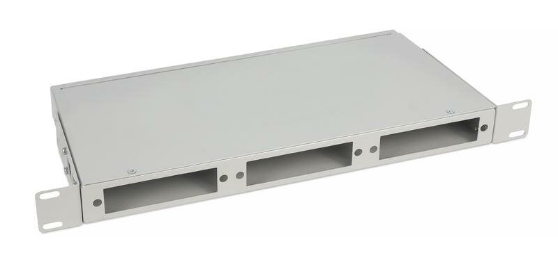 Кросс бокс оптический FO-CS-19-3FP-GY 19дюйм 1U на 3 адаптерные панели сер. Cabeus 11109c