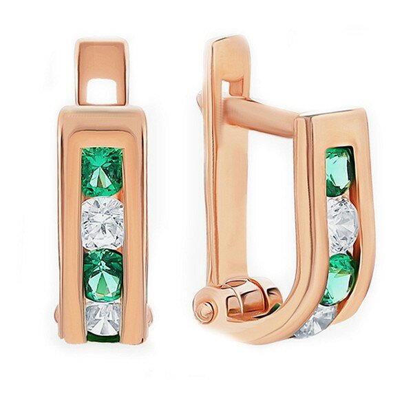 Серьги, красное золото, 585 проба, фианит