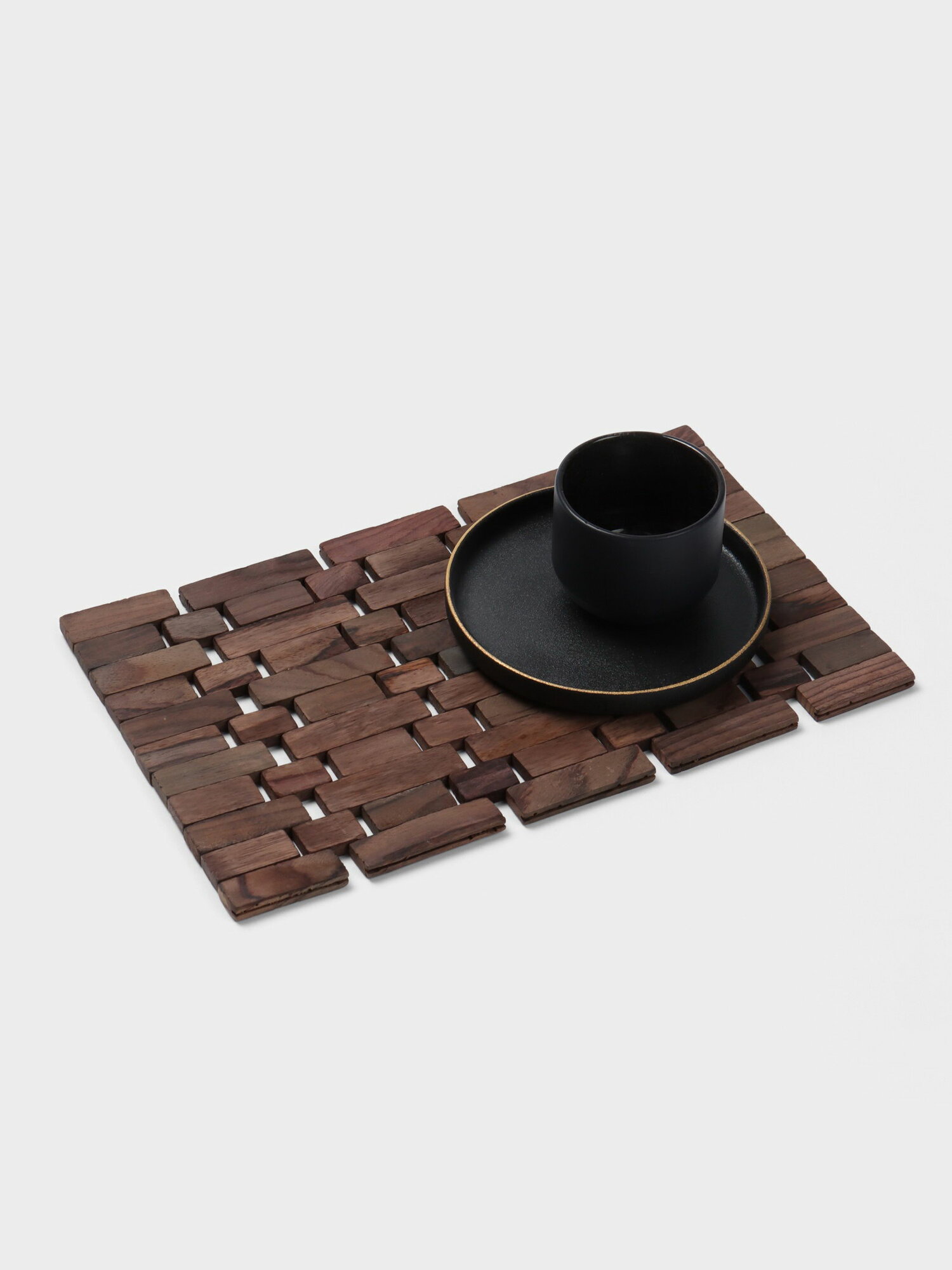 Коврик из тикового дерева, 30x20x0.7 см, форма: прямоугольник