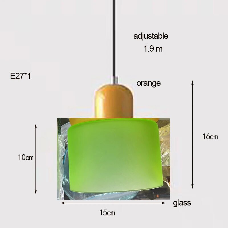 Подвесной стеклянный светильник WHGL i ght E27 белый Grass green, Зеленый