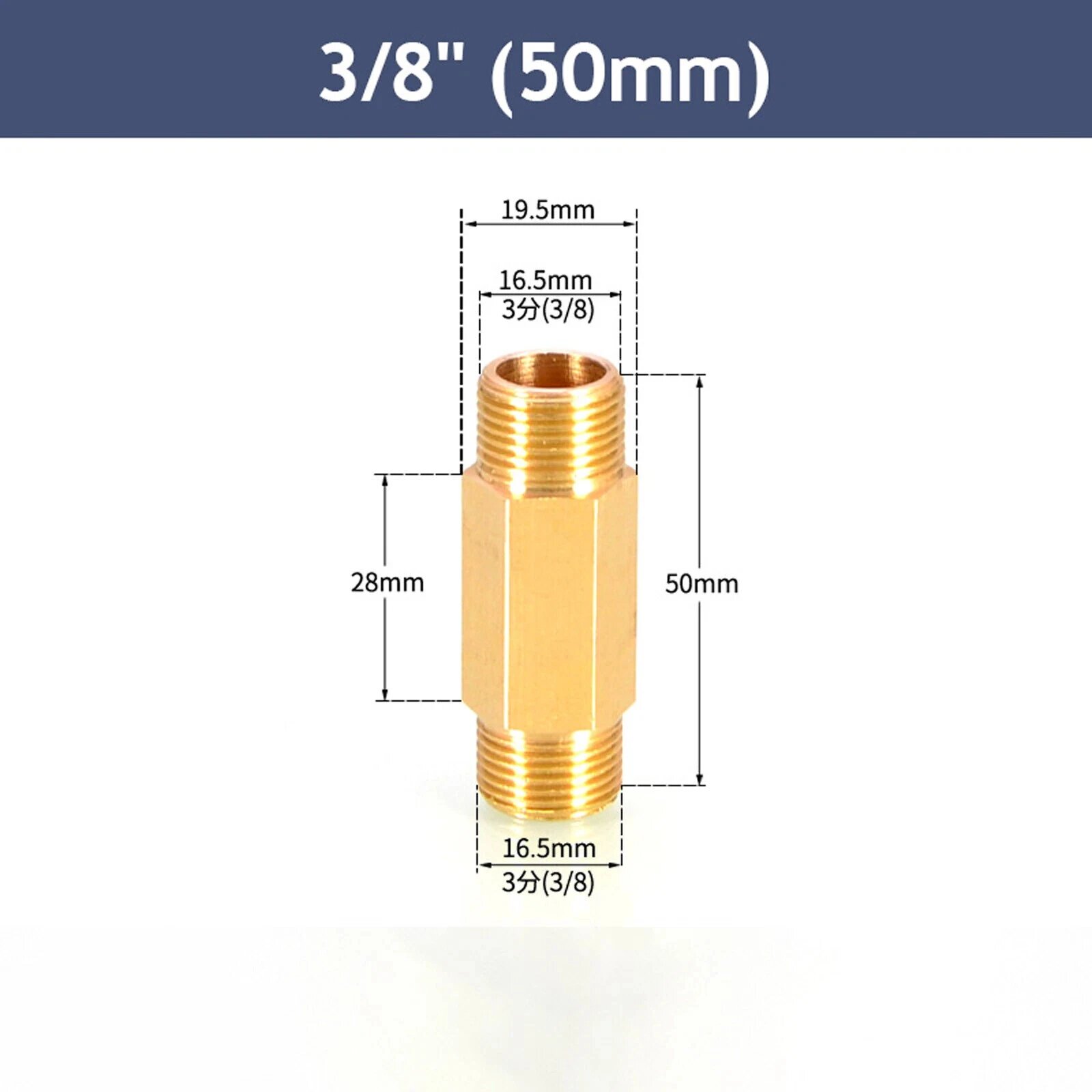 Латунный фитинг удлинитель 3/8" (50mm), 1pcs, 3I8