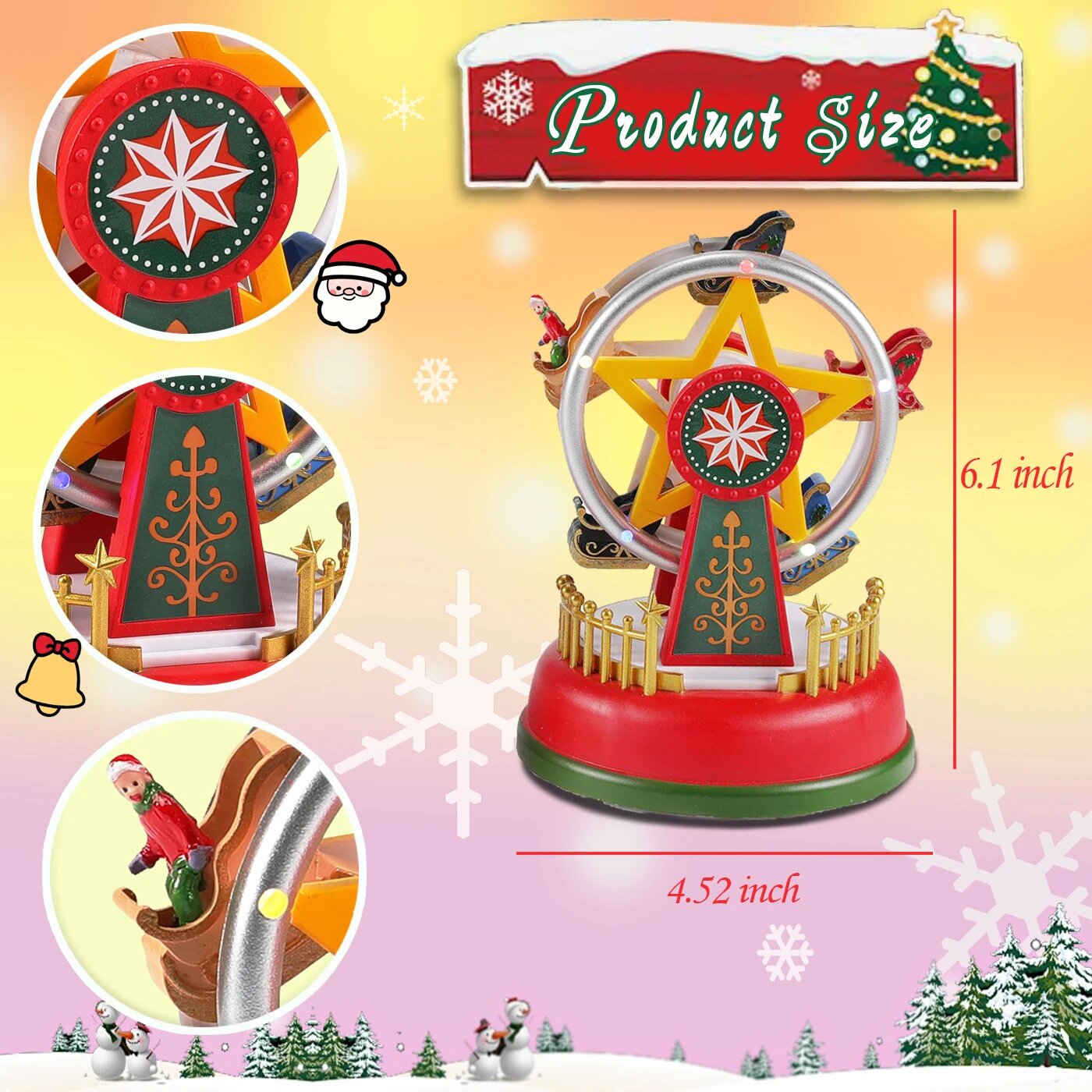 Рождественская карусель Ferris wheel с подсветкой