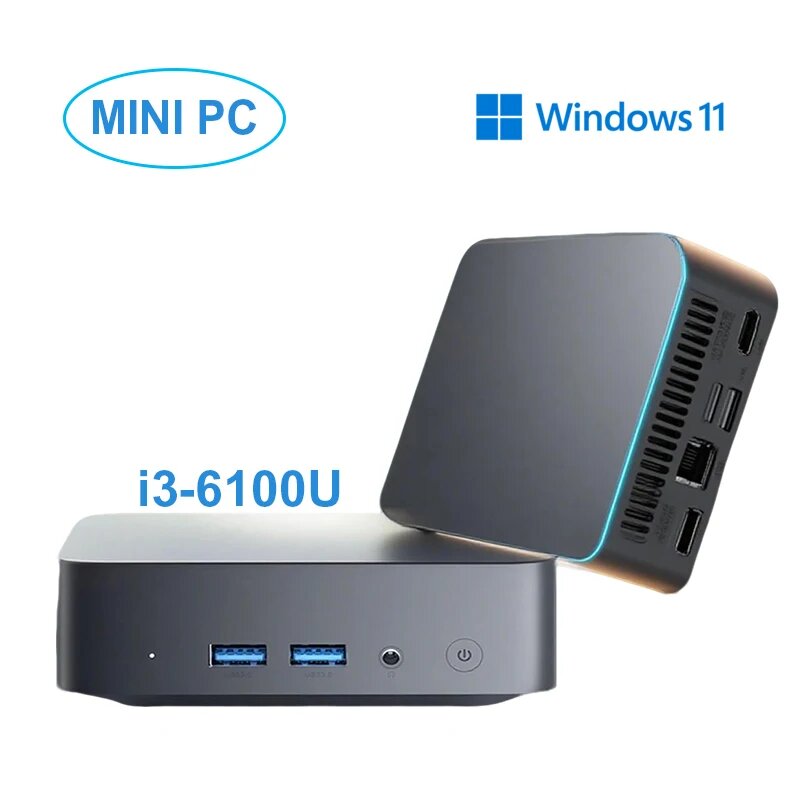 Мини-ПК Windows 11 Intel Core i3-6100U, 16GB RAM 1TB SSD