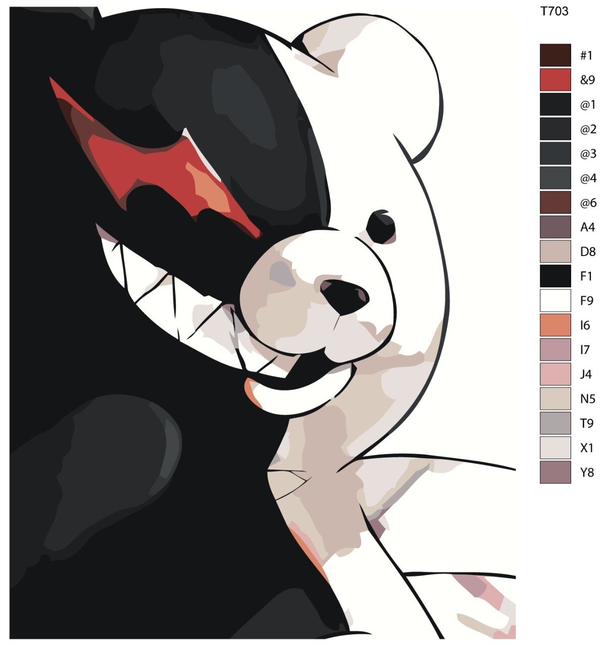 Картина по номерам T703 "Монокума. Аниме Данганронпа - Danganronpa " 70x90