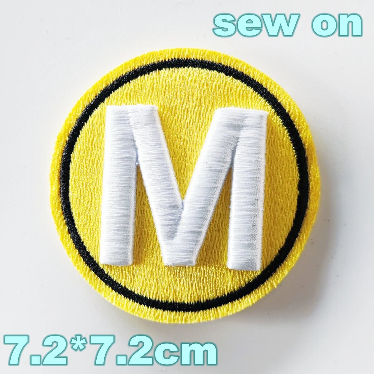 Нашивка с буквой M, желтая, 7.2*7.2 см, sew on