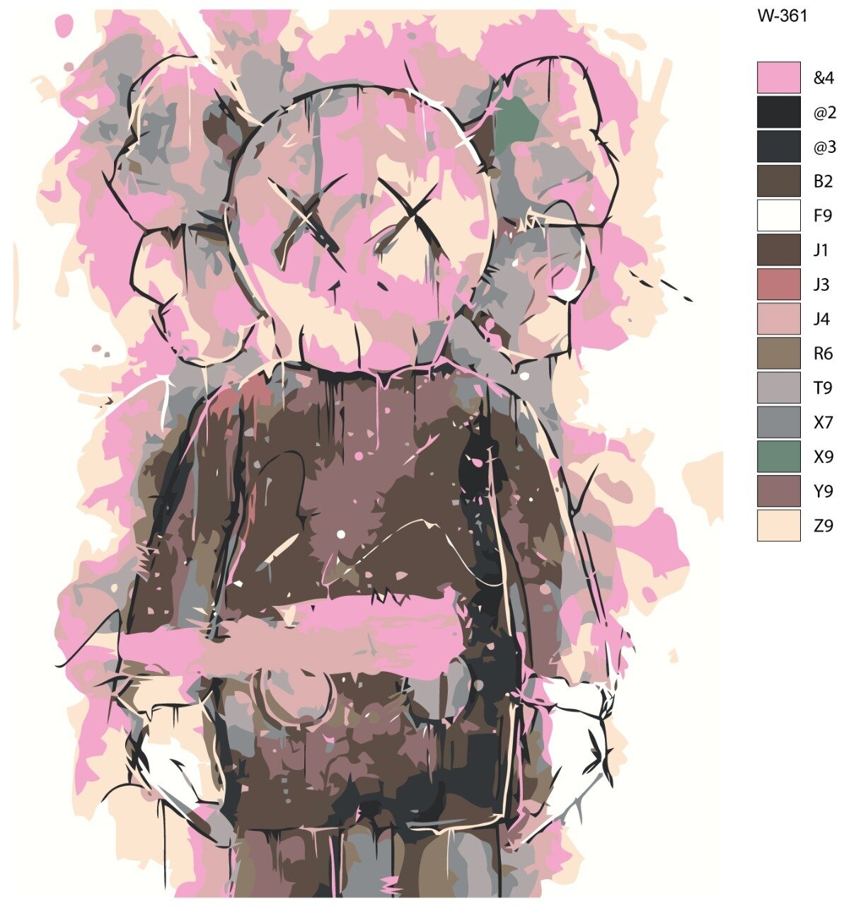Картина по номерам W-361 "Игрушка художника (Брайан Доннелли) KAWS" 40X50