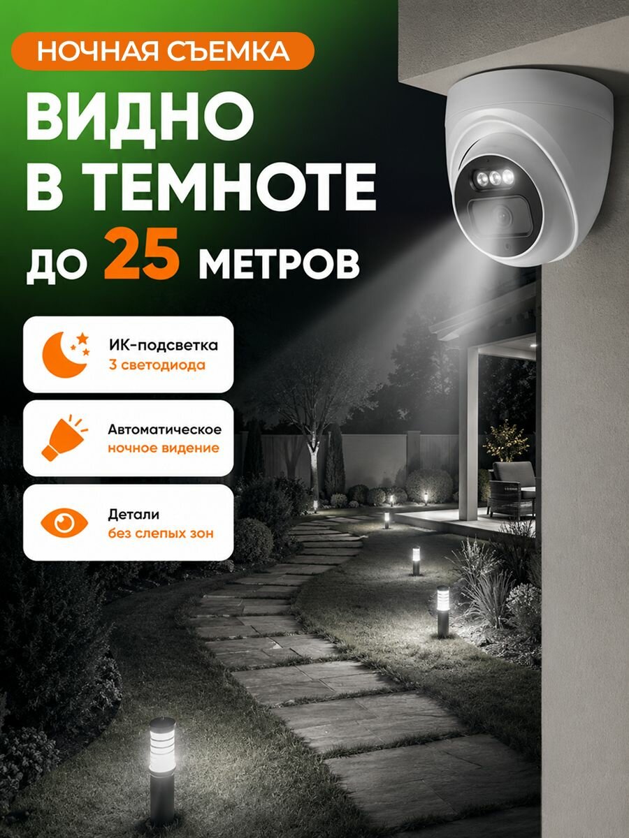 Видеокамера для улицы и дома, 2мп POE, ночного видения, с микрофоном и датчиком движения — фото 1