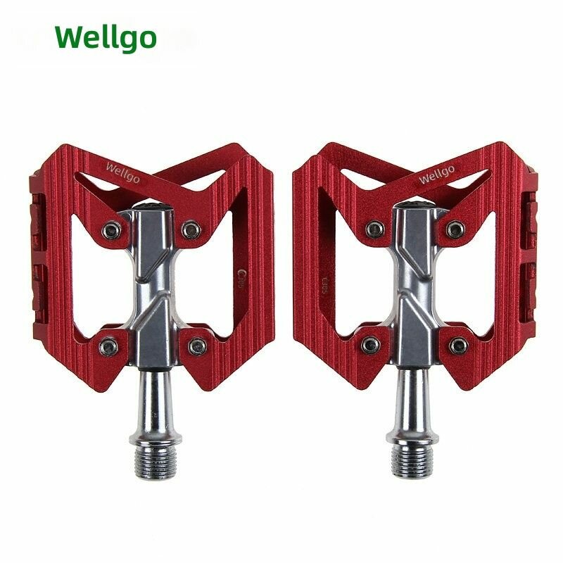 Педали для велосипеда Wellgo C305, красные, алюминиевые, с подшипниками универсальные для шоссе и МТБ