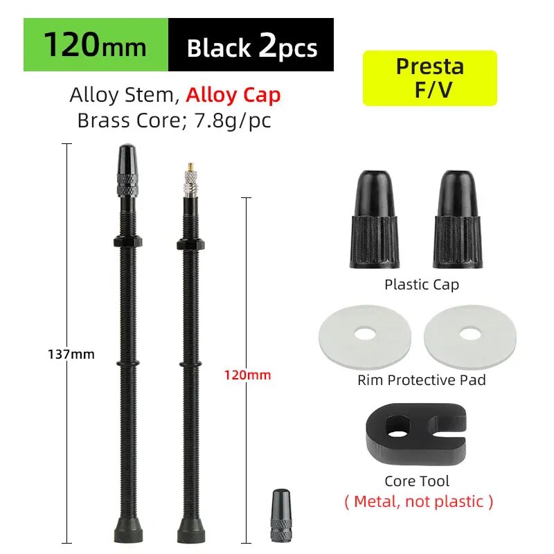 DEEMOUNT Бескамерные клапаны Presta 100/120 мм 120mm Alloy BK FB1T