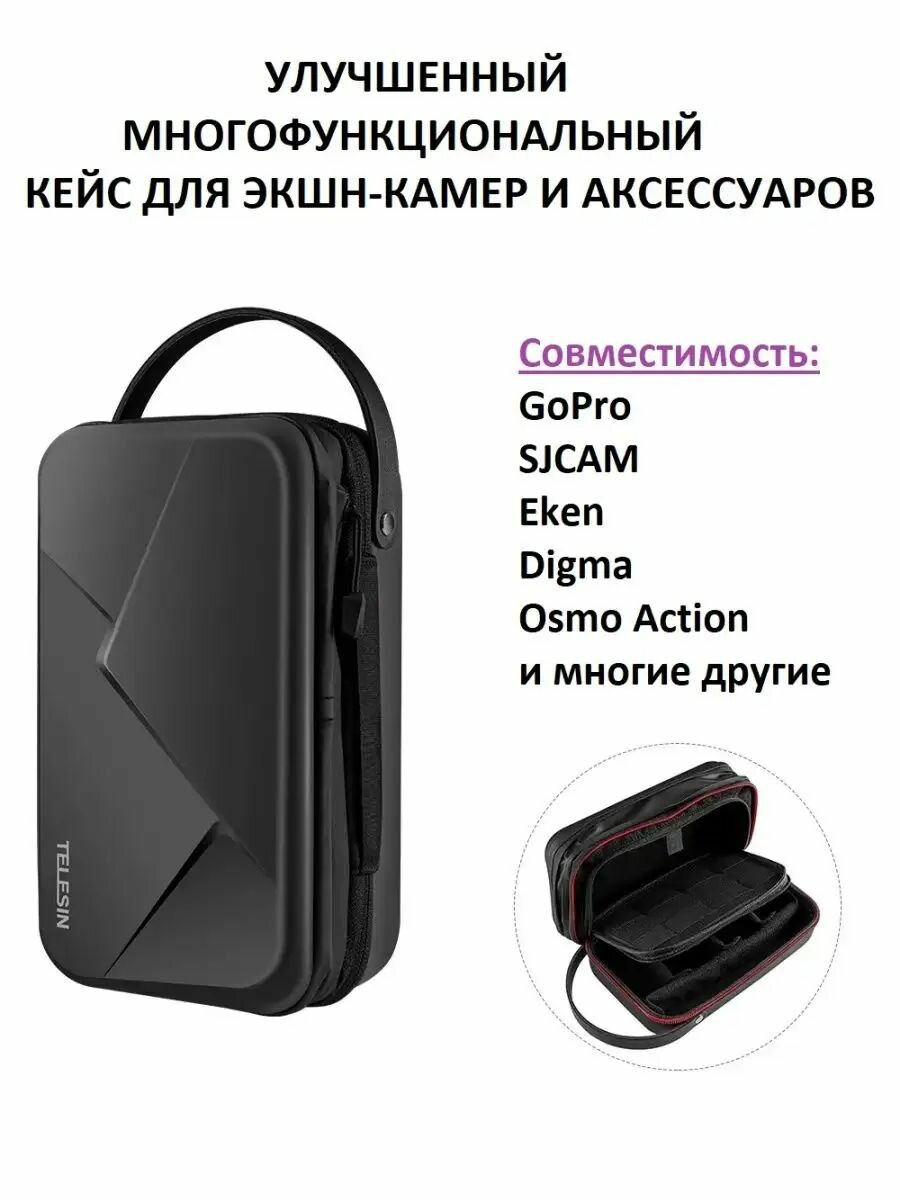 Улучшенный многофункциональный защитный кейс Telesin для экшн-камер GoPro, SJCAM, Eken, Digma и др. , GP-PRC-278-02