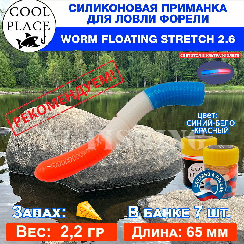 Приманка Cool Place BUK Floating stretch 6,5см, цвет синий-белый-красный, с ароматом сыра