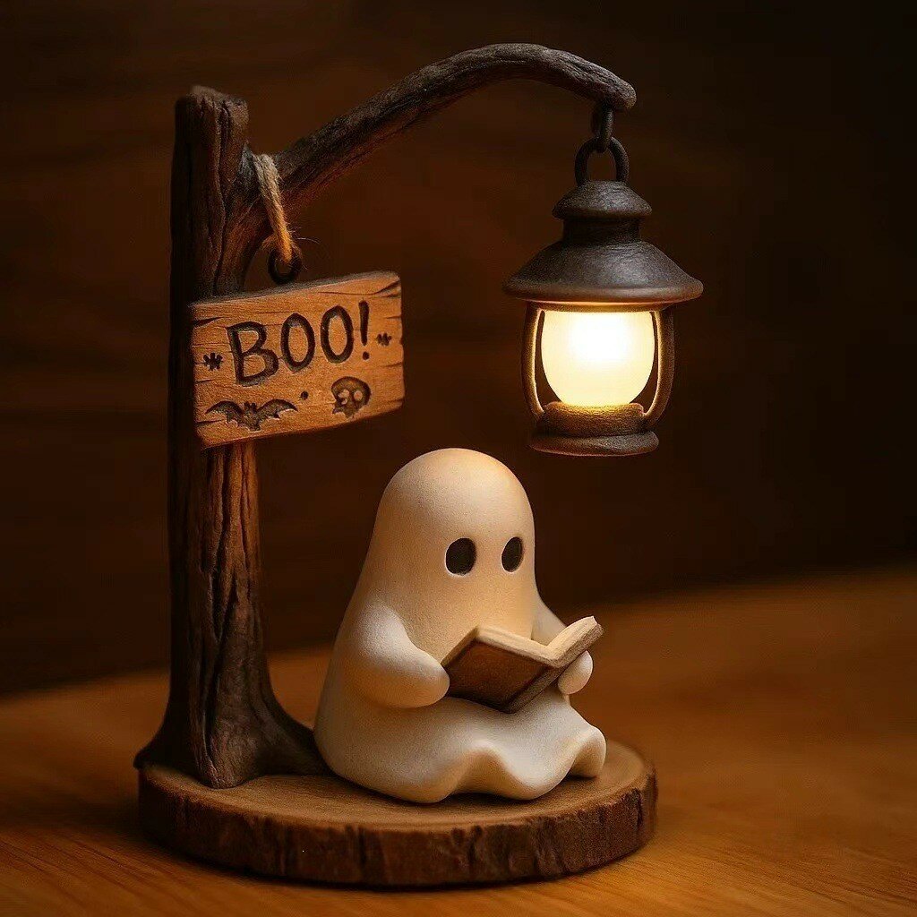 Лампа ведьмы halloween керамическая фигурка с батарейным питанием для праздничного украшения дома призрак