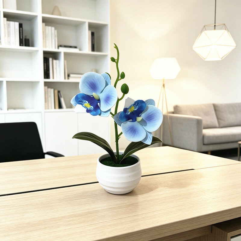 Butterfly orchid flower with textured plastic for photography props and interior decor blue