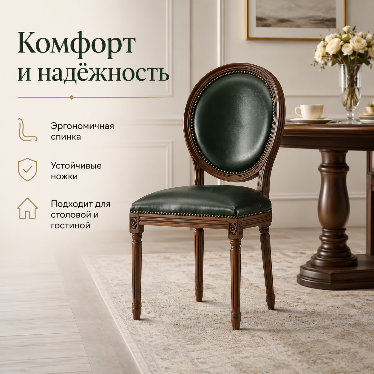 Кресло, для офиса и гостиной, кожаное, полностью деревянное, без подлокотников