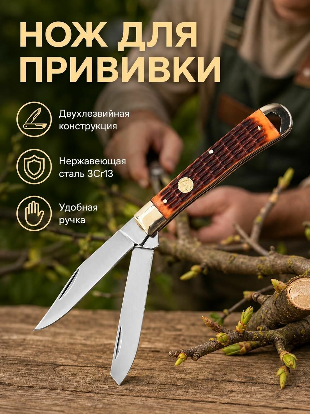 Садовый нож, лезвиеНержавеющая сталь