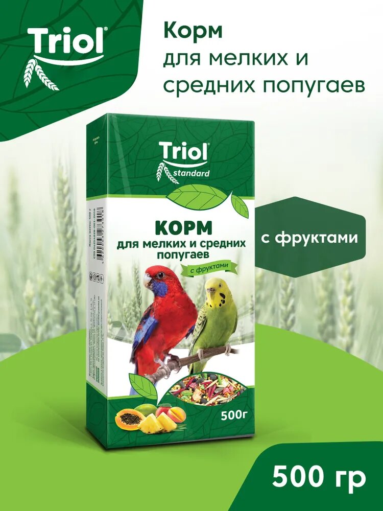 Корм для попугаев волнистых мелких и средних с фруктами Triol, 500г