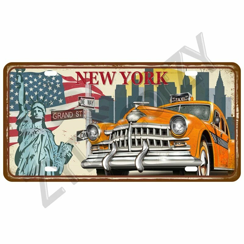 Винтажный знак New York, желтый, RetroDecor 0705