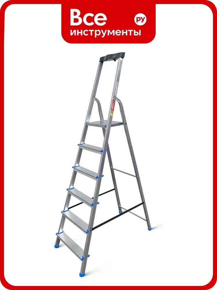 Стремянка алюминиевая LadderBel 6 ступеней с органайзером STR-AL-6T