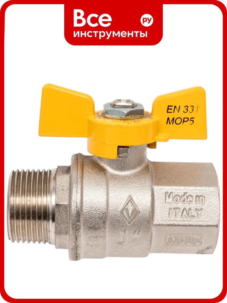 Kран шаровой для газа Bugatti EN331 Rp1"x R1" DN25 MOP5 арт.457 04570041