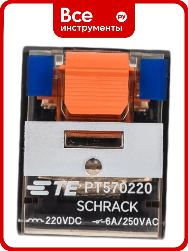 Промежуточное реле Schrack Technik PT, 4 переключающих контакта, 6А, 220VDC артикул Австрия
