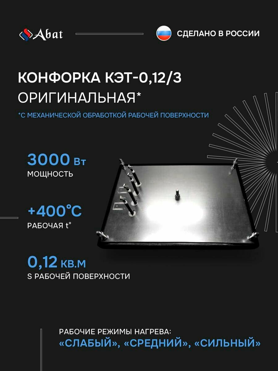Конфорка КЭТ-0,12 3кВт Abat для плит "Чувашторгтехника" 415х295 с механической обработкой рабочей поверхности Уцененный товар