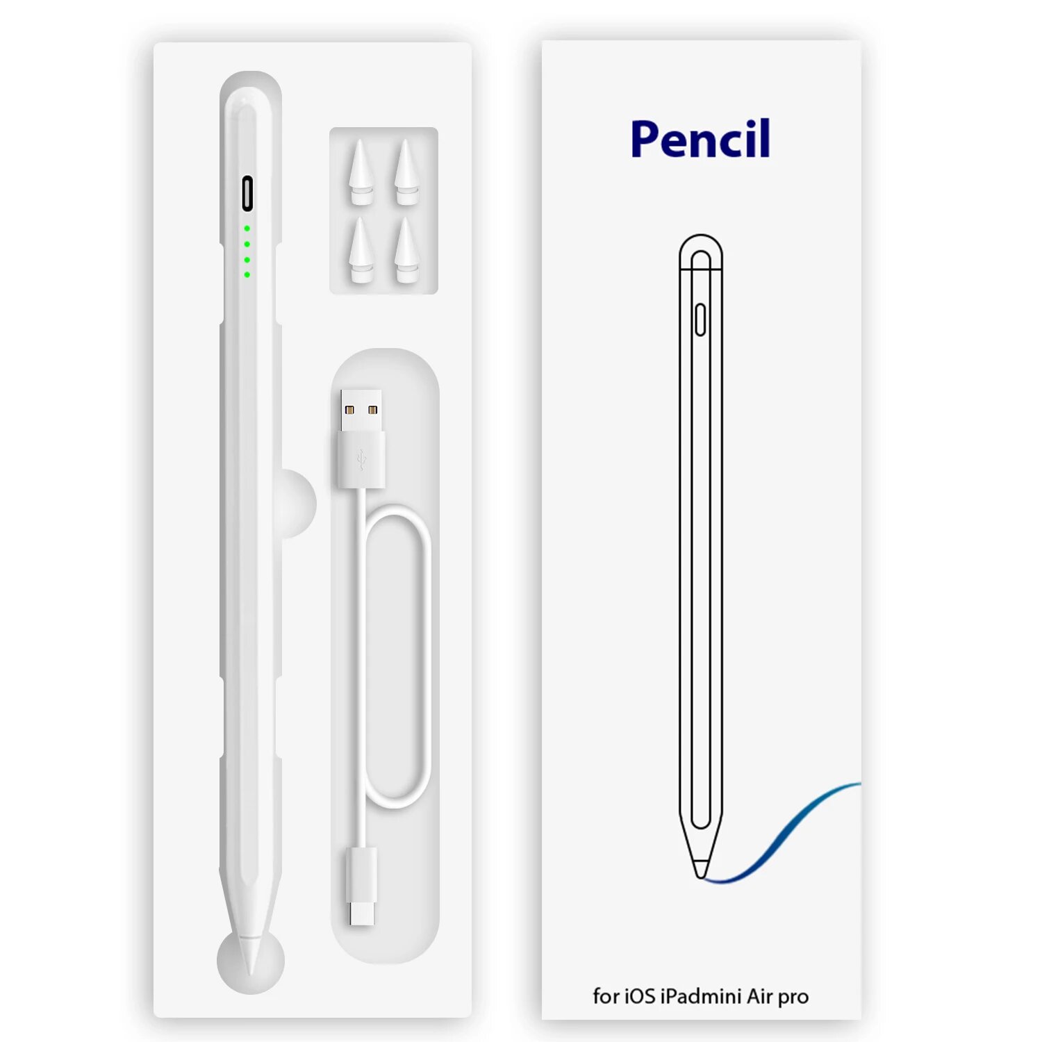 Стилус для Apple Pencil для iPad A16 11-го, 10-го, 10.9-го поколений, Air 11 M3 2026, Air 13, Pro 12.9 M4 M5, Mini 7, 6, 10.2, сенсорная ручка