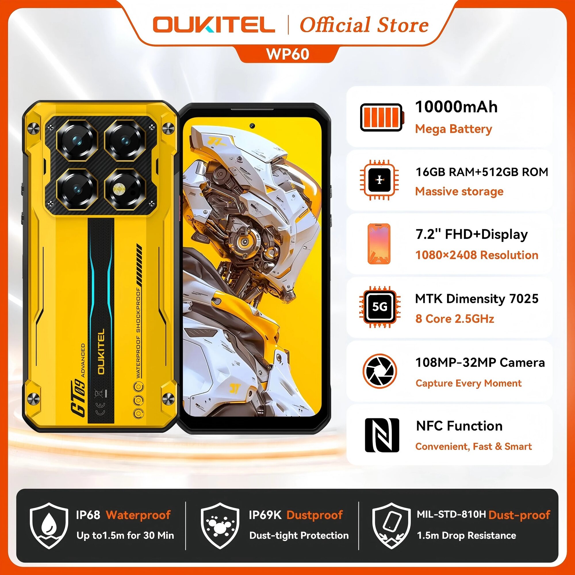 Смартфон Oukitel WP60, 16/512ГБ, global