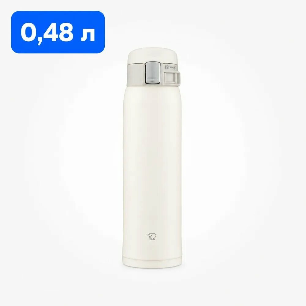 Термокружка Zojirushi SM-SF48-WM 0,48 л для чая и кофе, вакуумная, с кнопкой, белая