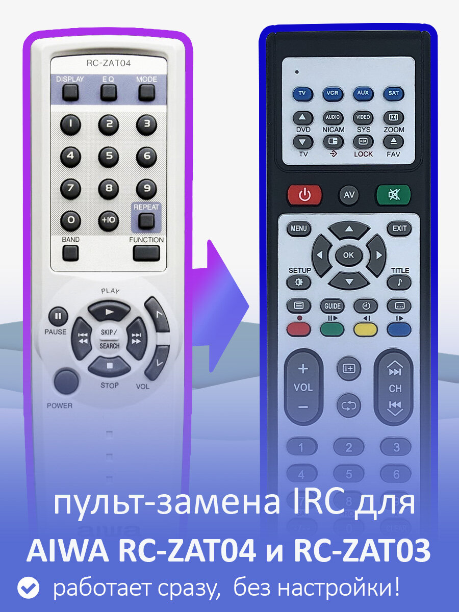 Пульт-замена для AIWA RC-ZAT04 и RC-ZAT03