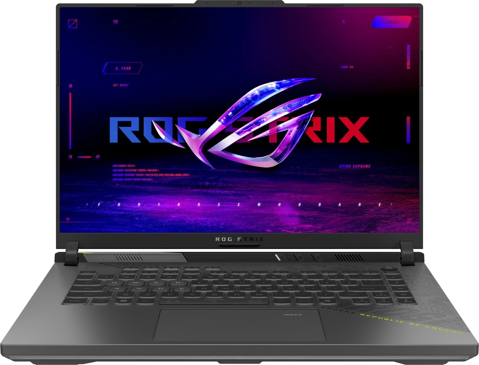 Ноутбук Asus ROG Strix G16 G614PP-TS206 Ryzen 9 8940HX 32Gb SSD512Gb NVIDIA GeForce RTX 5070 8Gb 16" IPS WQXGA (2560x1600) без ОС grey WiFi BT Cam (90NR0L68-M009F0)
