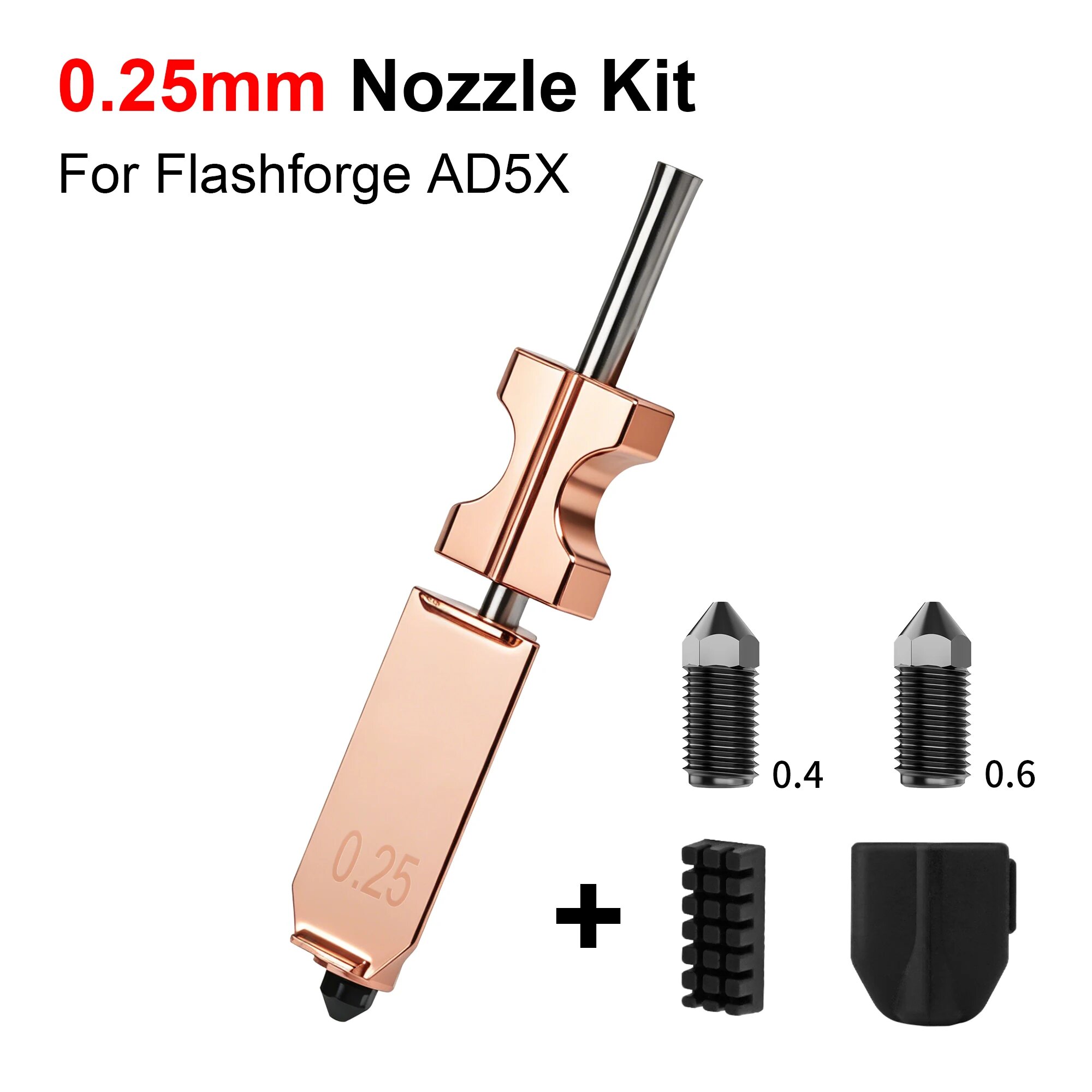 Сопла Flashforge AD5X из закаленной стали 0.2/0.4/0.6/0.8 мм TWO TREES 0.25mm Nozzle Kit 2