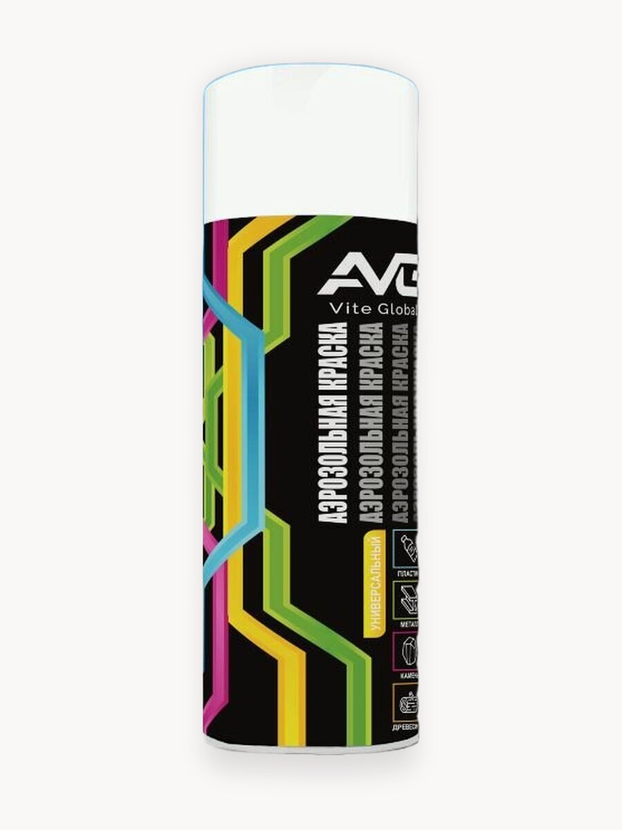 AVG Аэрозольная краска 380г, RAL 9003М белый матовый, для наружных и внутренних работ