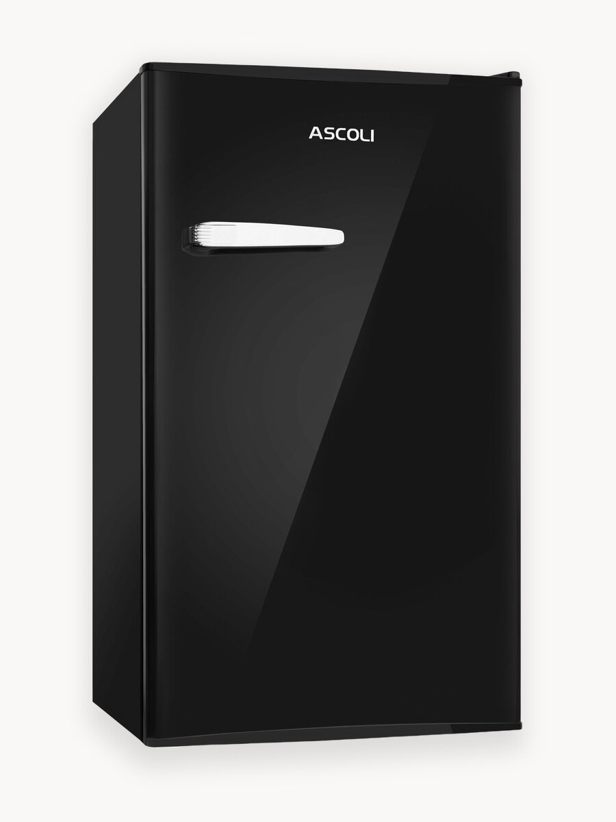 Холодильник Ascoli ADFRB90, однокамерный, ретро дизайн, цвет черный, 83x47x44 см