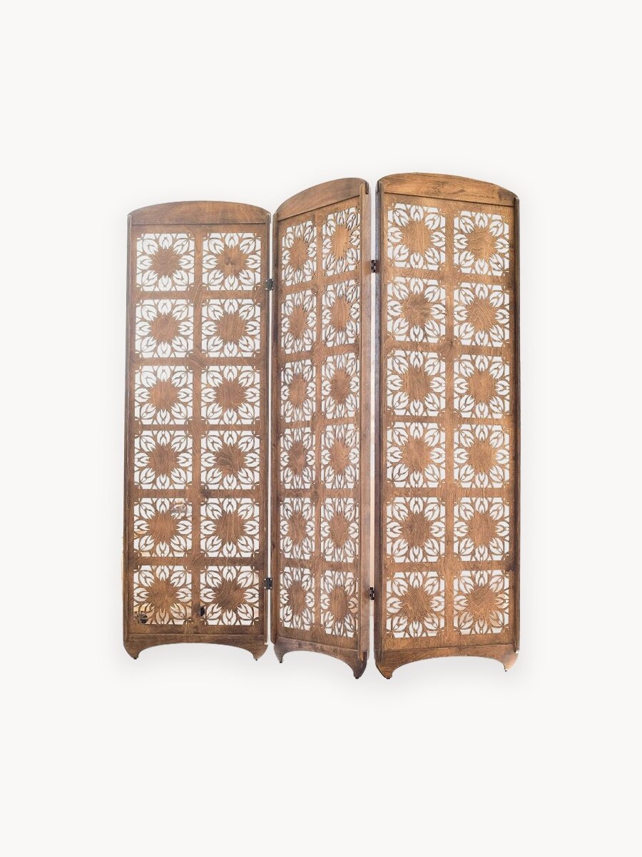 Ширма Марракеш интерьерная складная напольная перегородка для зонирования комнаты, 160х150 см, 3 секции цвет орех