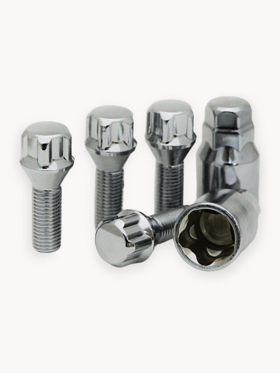 Комплект секретных болтов M14x1,5x28 Конус, 8 лучей, 2 ключа