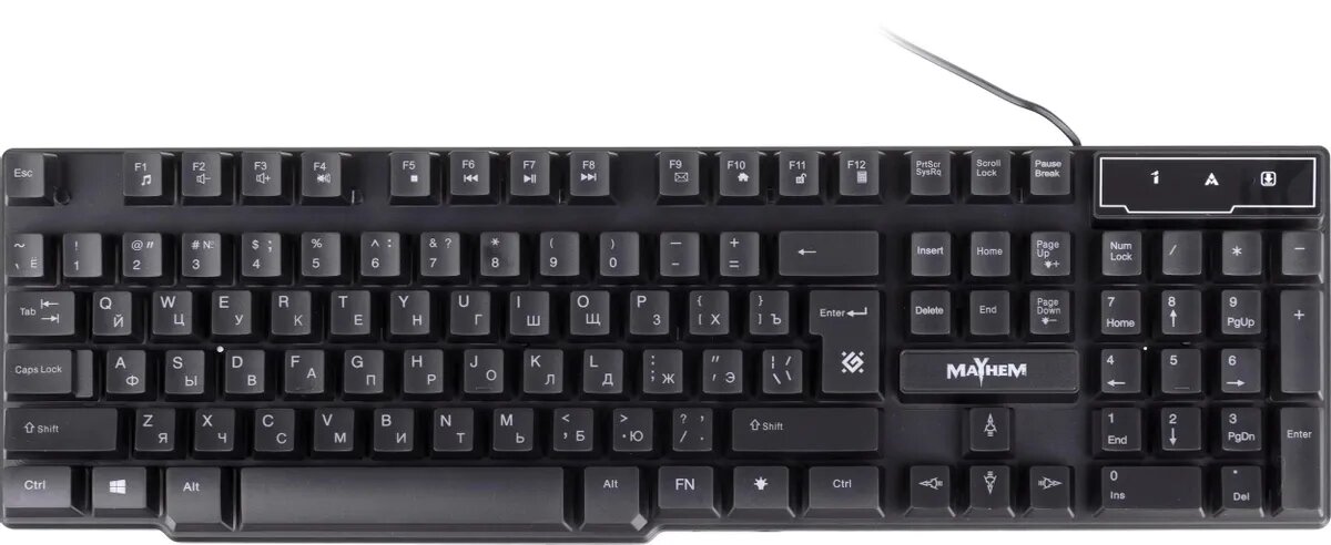 Клавиатура Defender Mayhem GK-360DL, проводная, USB, мембранная, черный